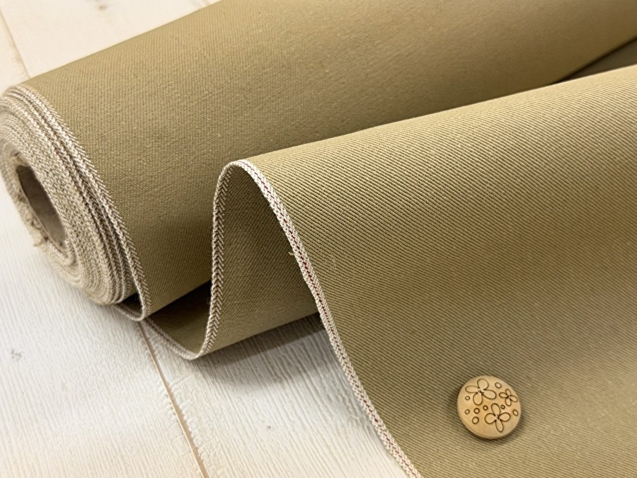 訳あり！【反売り】 約74cm幅 ／ 12オンス 反応先染めムラセルビッチチノ ベージュ系[ 幅74cm×約5.5m巻 ]